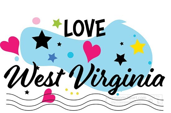 Love West Virginia Hearts Stars Logo Clipart - Classroom Clip Art