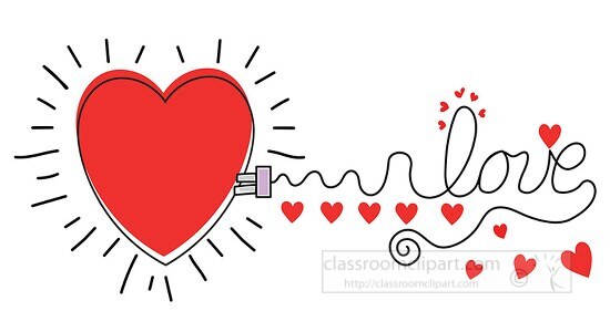 love with plug into heart - Classroom Clip Art