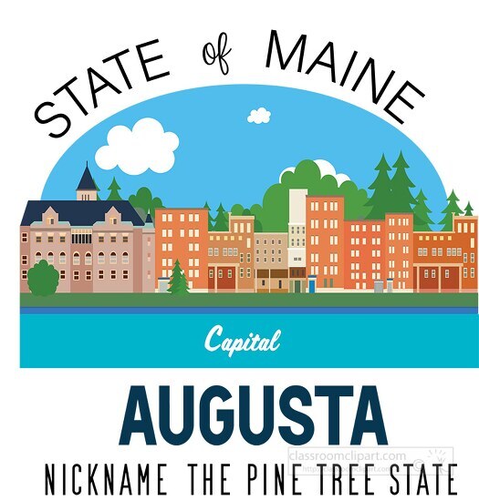 maine state capital augusts nickname the pine tree state vector ...