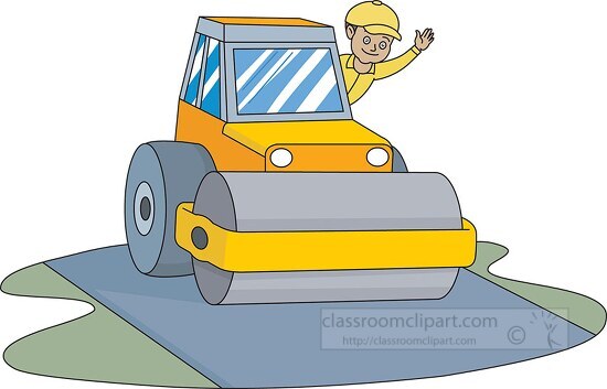 man driving road roller asphalt spreading machine - Classroom Clip Art