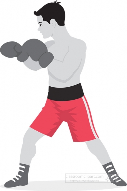 man practicing boxing gray color 23 - Classroom Clipart