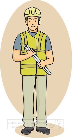man wearing safety jacket and hard hat construction - Classroom Clip Art