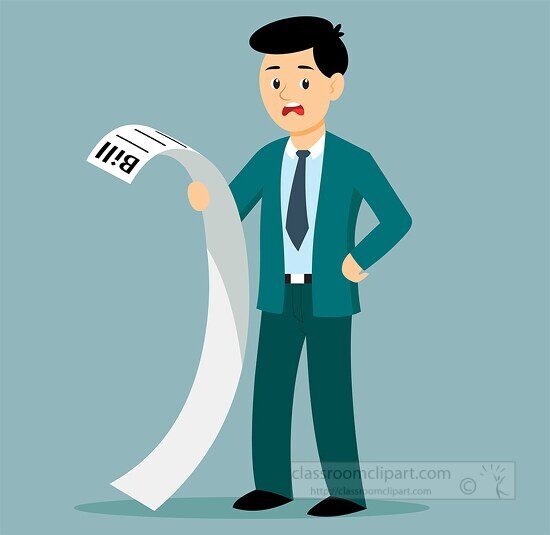 man with shocking expression looking at bills clipart - Classroom Clip Art