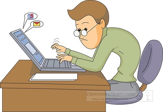 man working on a computer - Classroom Clip Art