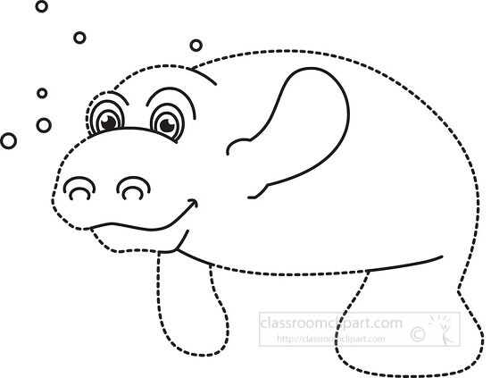 manatee marine life black white outline cutout - Classroom Clip Art