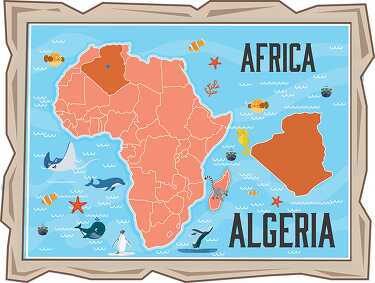 map of algeria with ocean animals africa continent clipart - Classroom ...