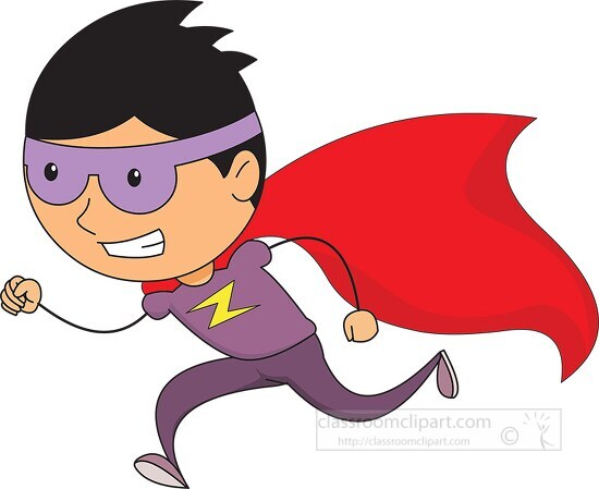 masked caped superhero running clipart - Classroom Clip Art
