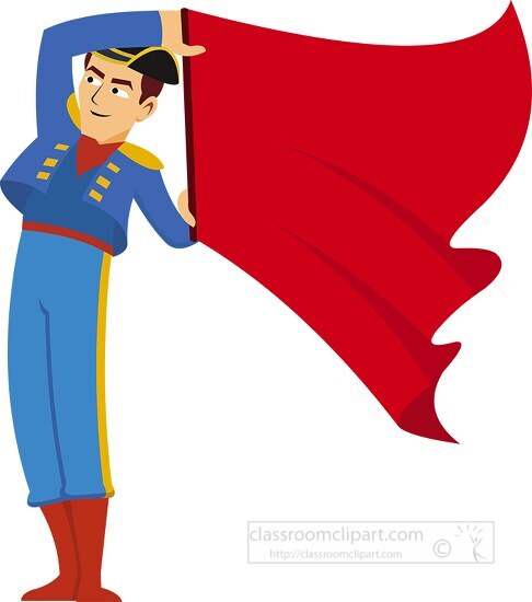 Matador holding cape bull fight clipart - Classroom Clip Art