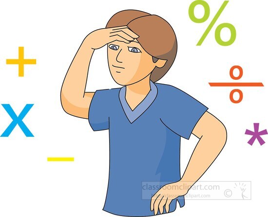 math symbols surrounding student - Classroom Clip Art
