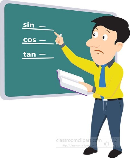 math teacher solving math on chalkboard in the classroom clipart ...