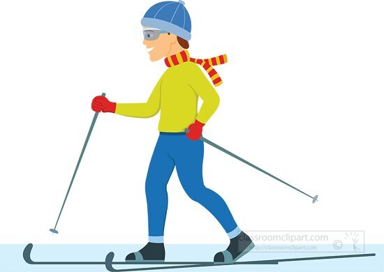 men cross country skiing winter sports clipart - Classroom Clip Art