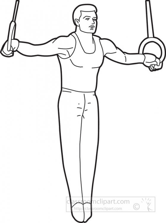 Sports Outline Clipart-men gmnastics still rings outline