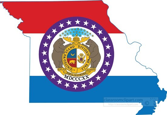 Missouri State Clipart-missouri state map with flag overlay clipart image