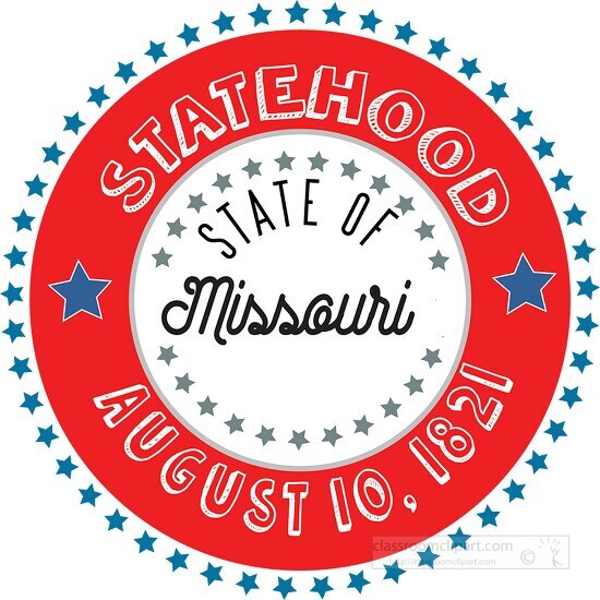 Free Missouri Statehood 1821 date statehood round style with stars cl ...