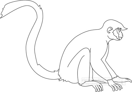 monkey sitting black outline clipart - Classroom Clipart