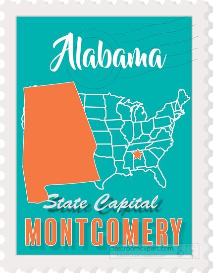 montgomery alabama state map stamp clipart - Classroom Clipart