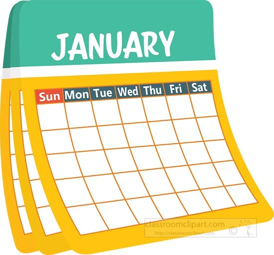 monthly calender january clipart - Classroom Clip Art
