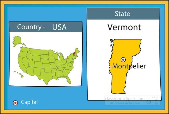 us map state vermont square clipart image - Classroom Clip Art