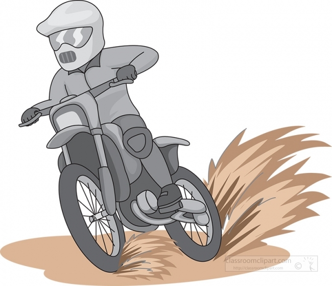 motorcross riding in mud gray color - Classroom Clip Art