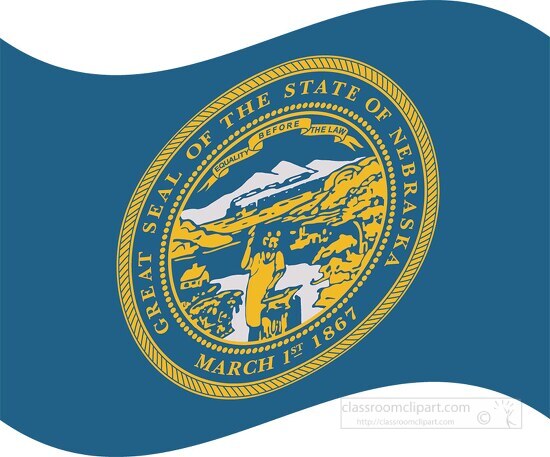 nebraska state flat design waving flag - Classroom Clip Art