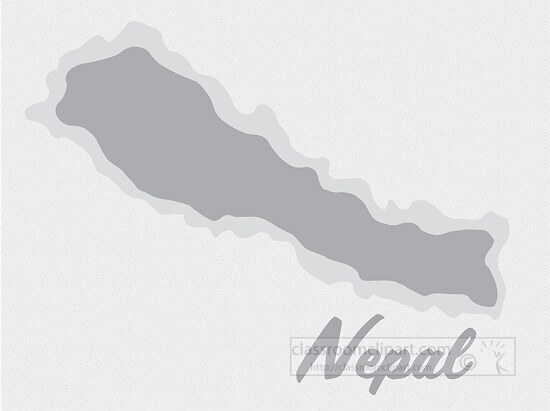 nepal country map gray clipart - Classroom Clip Art