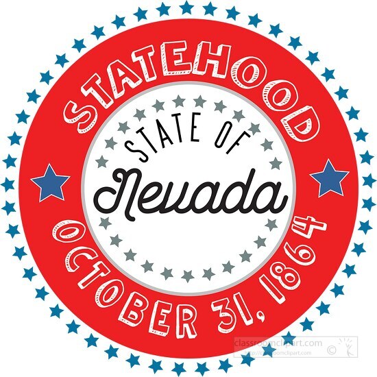 Free Nevada statehood 1864 date statehood round style with stars clip ...