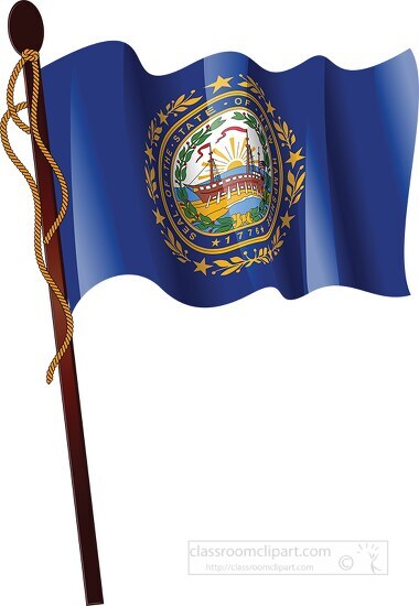 new hampshire state flag on flagpole - Classroom Clip Art