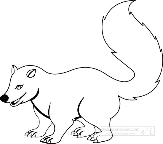 Skunk Clipart-nocturnal carnivore skunk black white outline black white ...