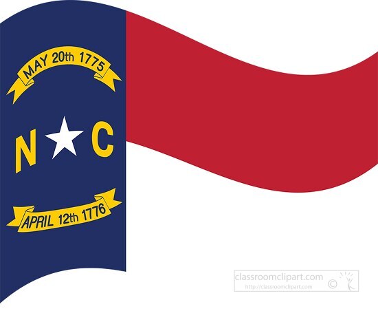 State Flags Clipart-north carolina state flat design waving flag 2