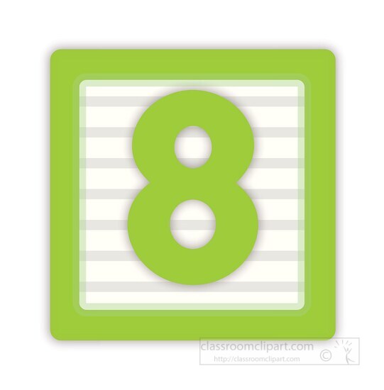 number eight in a block clipart - Classroom Clip Art