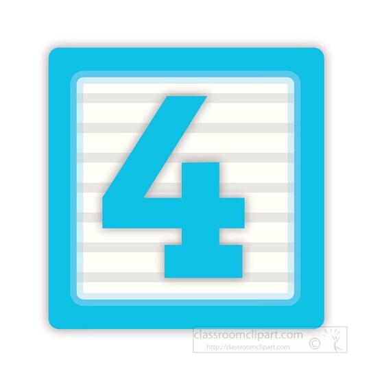 number four in a block clipart - Classroom Clip Art