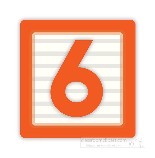 number six in a block clipart - Classroom Clip Art