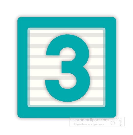 number three in a block clipart - Classroom Clip Art