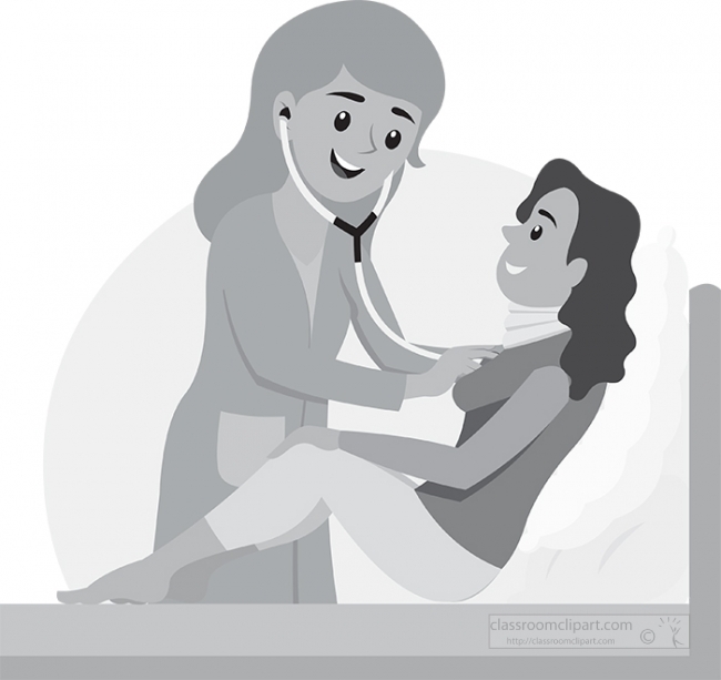 nurse checking female patient in hospital gray color - Classroom Clip Art