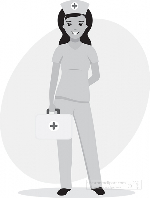 nurse standing ccares first aid gray color - Classroom Clip Art