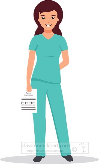 Medical Clipart-nurse standing with patient chart