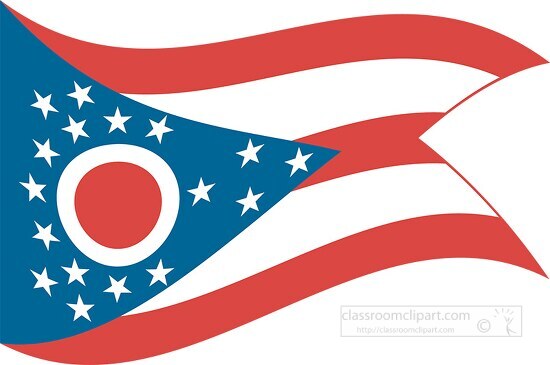 ohio sstate flat design waving flag - Classroom Clip Art