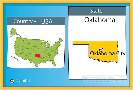 US State Maps Clipart - oklahoma city oklahoma state us map with capital