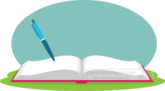 School Clipart-open book with pen