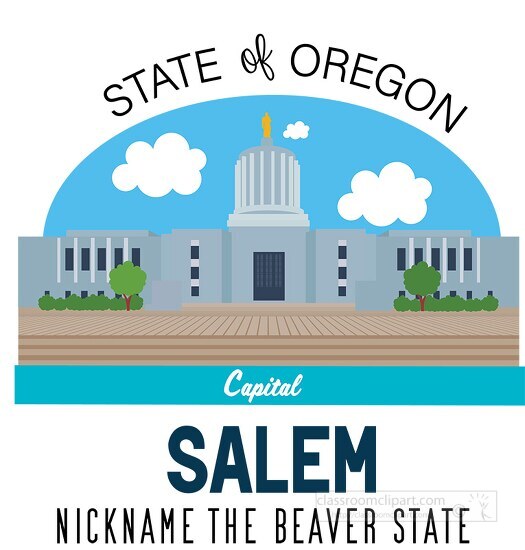oregon state capital salem nickname beaver state vector clipart ...