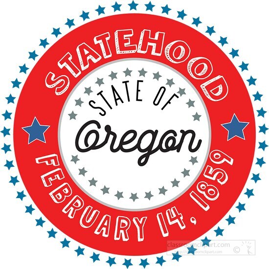 Oregon State Clipart-Oregon statehood 1859 date statehood round style ...