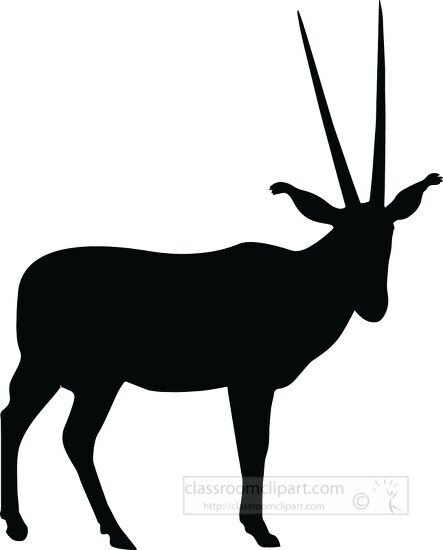 Free oryx antelope side view color illustration - Classroom Clipart