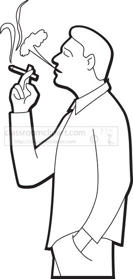 Health Clipart-outline of man smoking