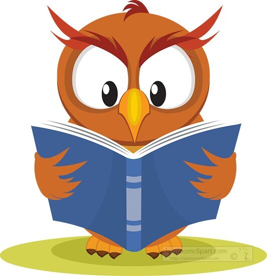 owl reading book clipart 6227 - Classroom Clip Art