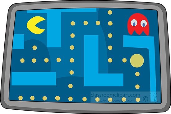 Free pacman video game screen clipart - Classroom Clipart