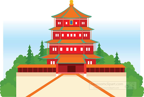 pagoda summer palace ancient china clipart - Classroom Clip Art