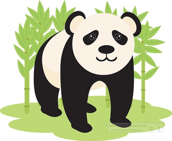 panda bear clipart near bamboo trees - Classroom Clip Art