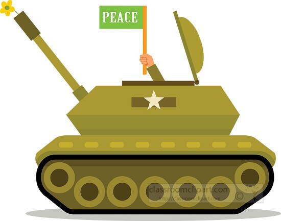 peace flag outside military tank vehicle clipart - Classroom Clip Art