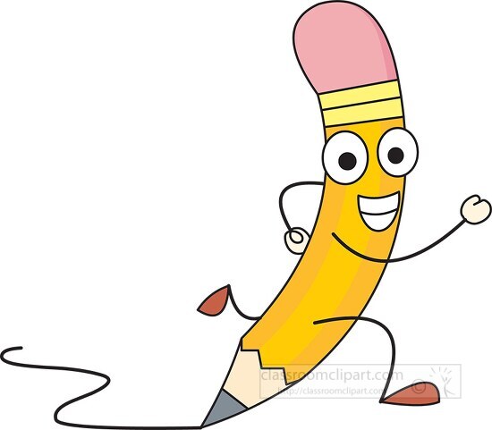 pencil and eraser cartoon characters - Classroom Clip Art