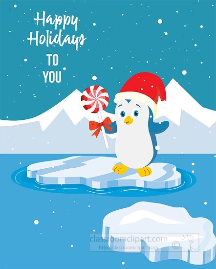 penguin character holiday candy happy holidays to you clipart ...